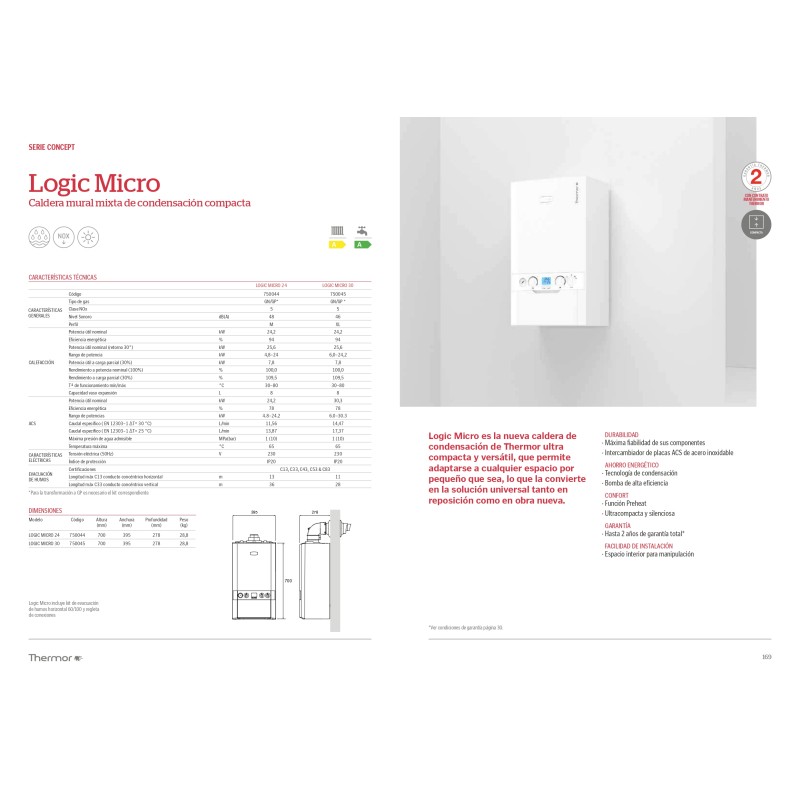 Comprar Caldera a Gas Logic Micro de 30kw de Thermor | Alta eficiencia y fácil instalación